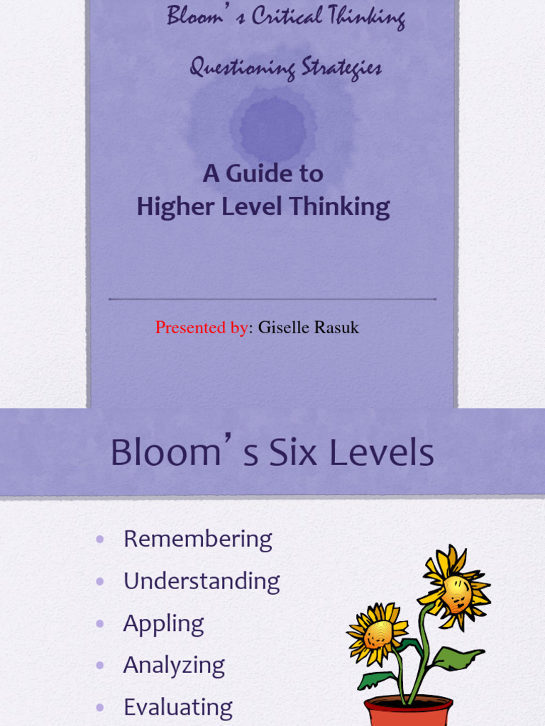 Blooms Critical Thinking Questioning Strategies | PDF