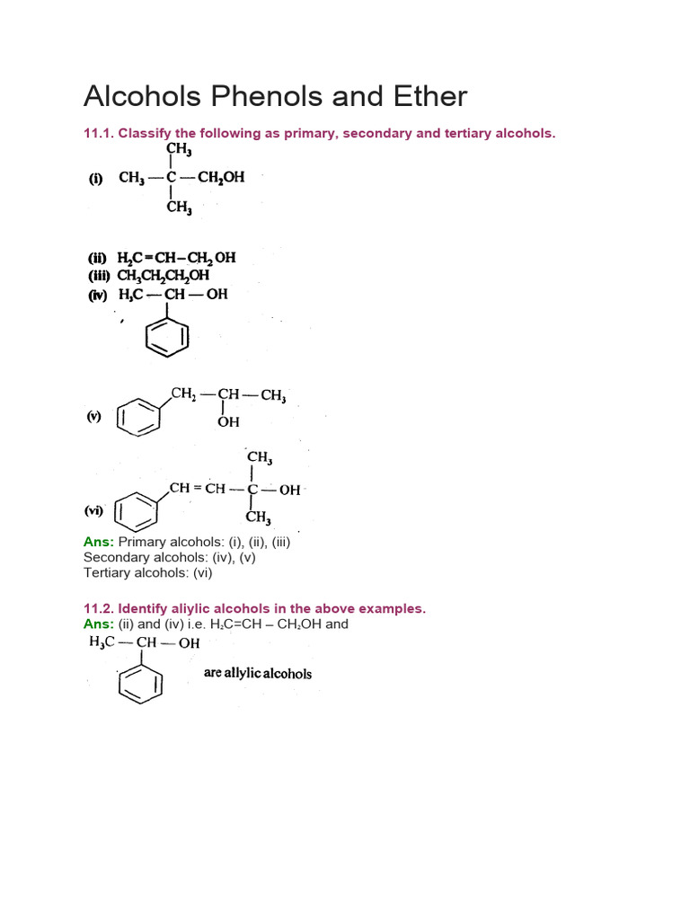 Alcohol Phenols Ethers | PDF | Ether | Chemical Reactions