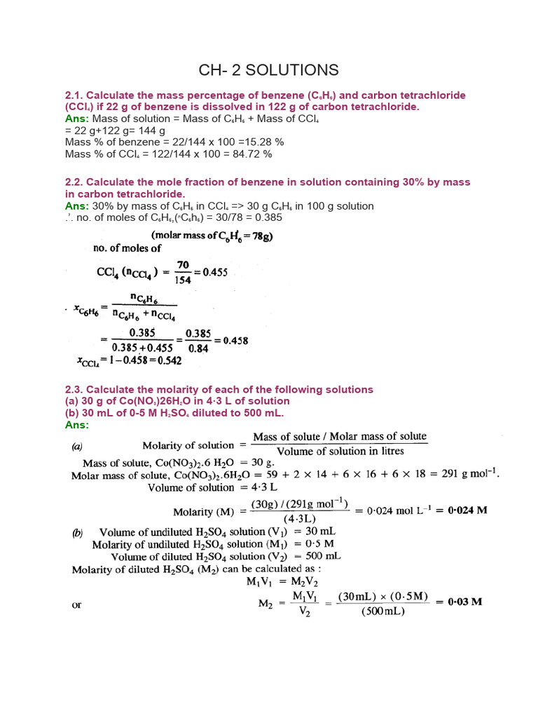 Solutions Notes | PDF | Solubility | Concentration