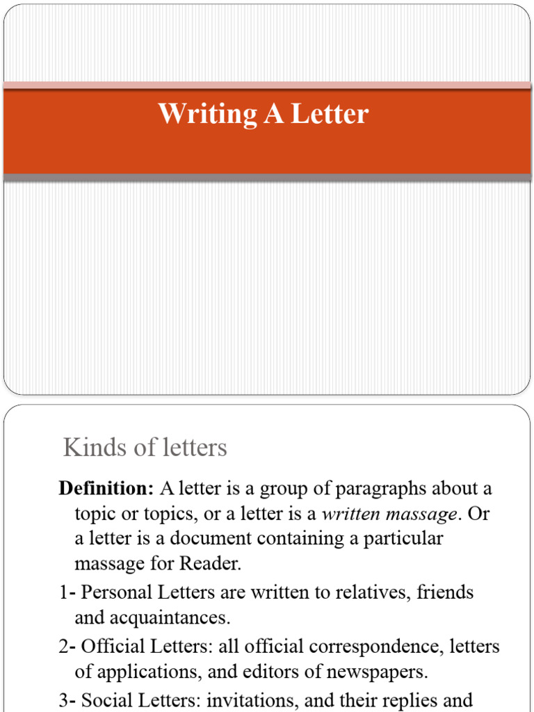 Writing A Letter | PDF | Communication | Human Communication