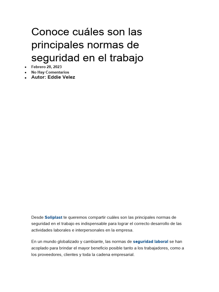 Principales Normas de Seguridad | PDF | Valores | Business