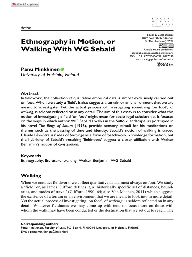 Walking as Ethnographic Methodology | PDF | Ethnography | Experience