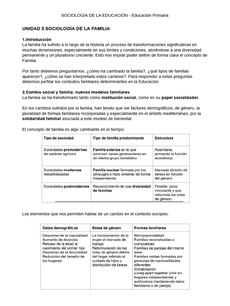 UNIDAD 5 | PDF | Familia | Comportamiento