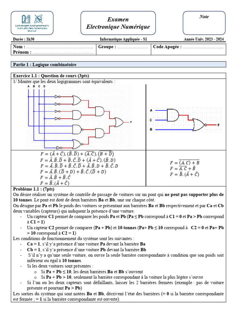 Examen S Normale Corrig | PDF | Logique mathématique | Informatique