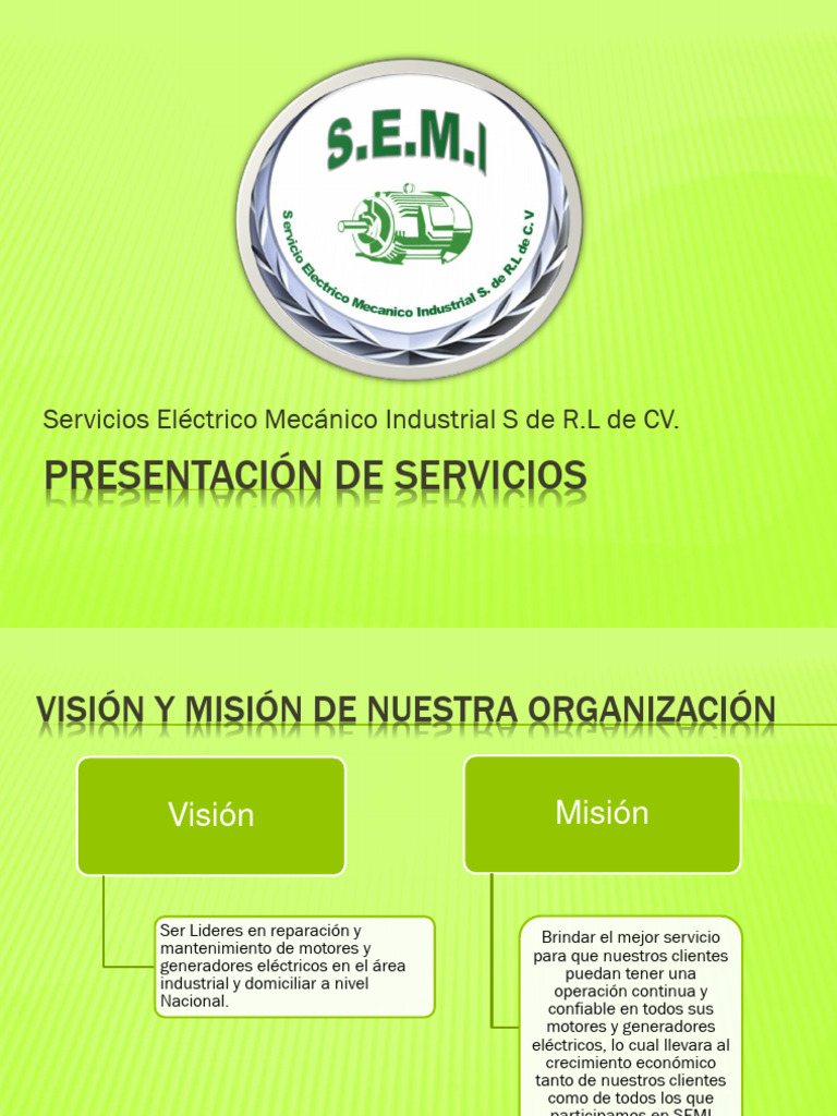 Presentación de Servicios SEMI | PDF | Generador eléctrico | Business
