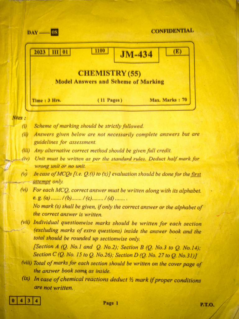 Chemistry Model Answer Paper Feb 2023 | PDF | Chemistry | Physical Sciences