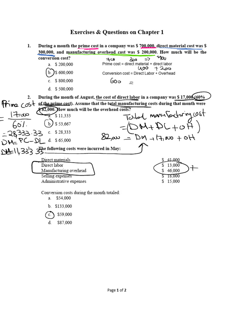 Extra Exercises On Chapter 1 - Q&A | PDF | Cost | Trade