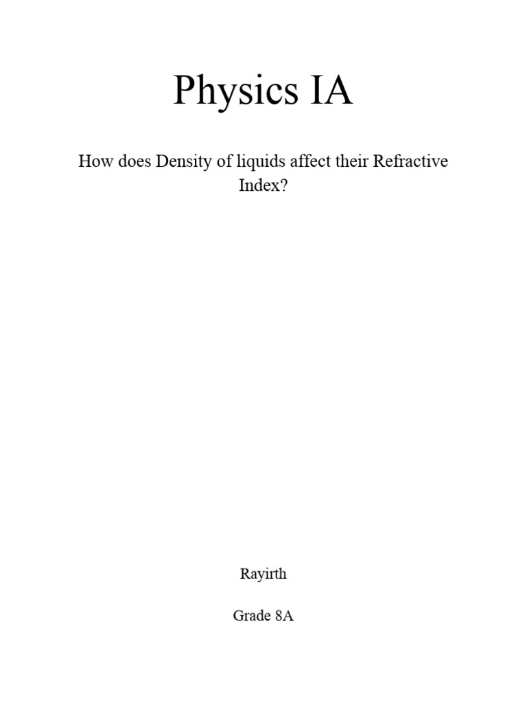 Physics IA 3 | Download Free PDF | Refraction | Refractive Index
