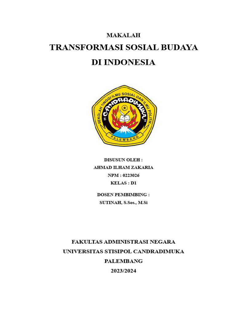 Makalah Transformasi Sosial Budaya | PDF | Ilmu Sosial