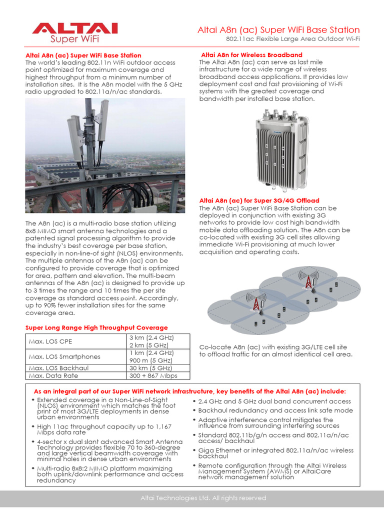 Altai A8n Ac Catalog Eng 210830 | PDF | Wi Fi | Ieee 802.11