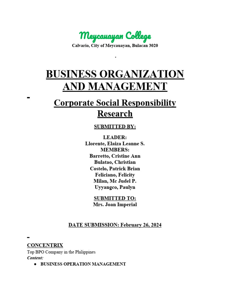 Contributions - BUSINESS ORGANIZATION & MANAGEMENT - CORPORATE SOCIAL ...