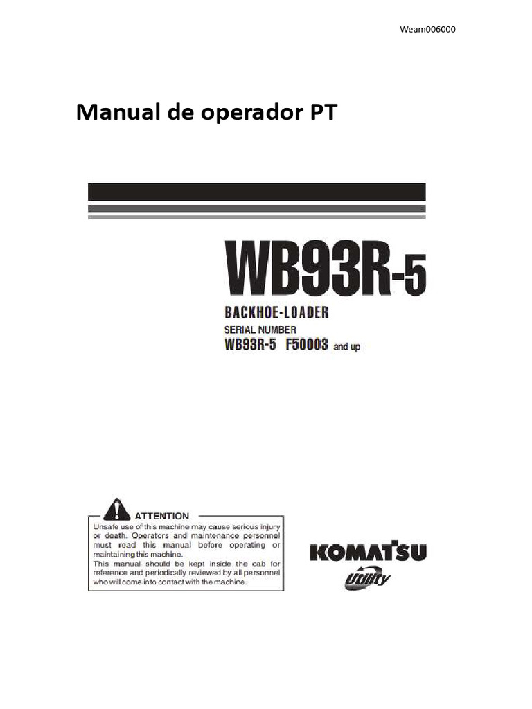 Manual Komatsu Wb93r-5 - PT | PDF