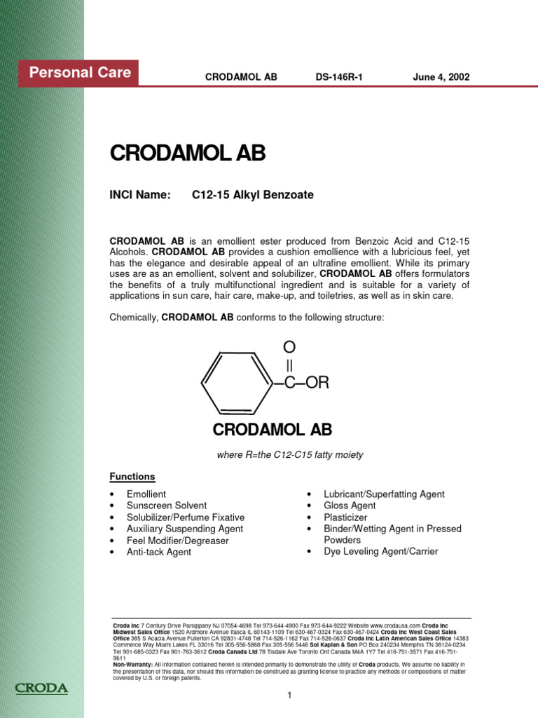 Crodamol AB - FT | PDF | Oil | Solubility