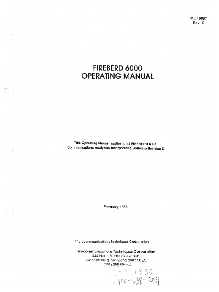 TTC Fireberd 6000 Operating | PDF