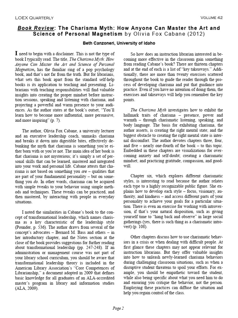 Book Review - The Charisma Myth - How Anyone Can Master The Art and ...