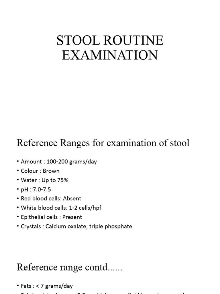 Stool Routine Examination | PDF | Human Feces | Clinical Medicine