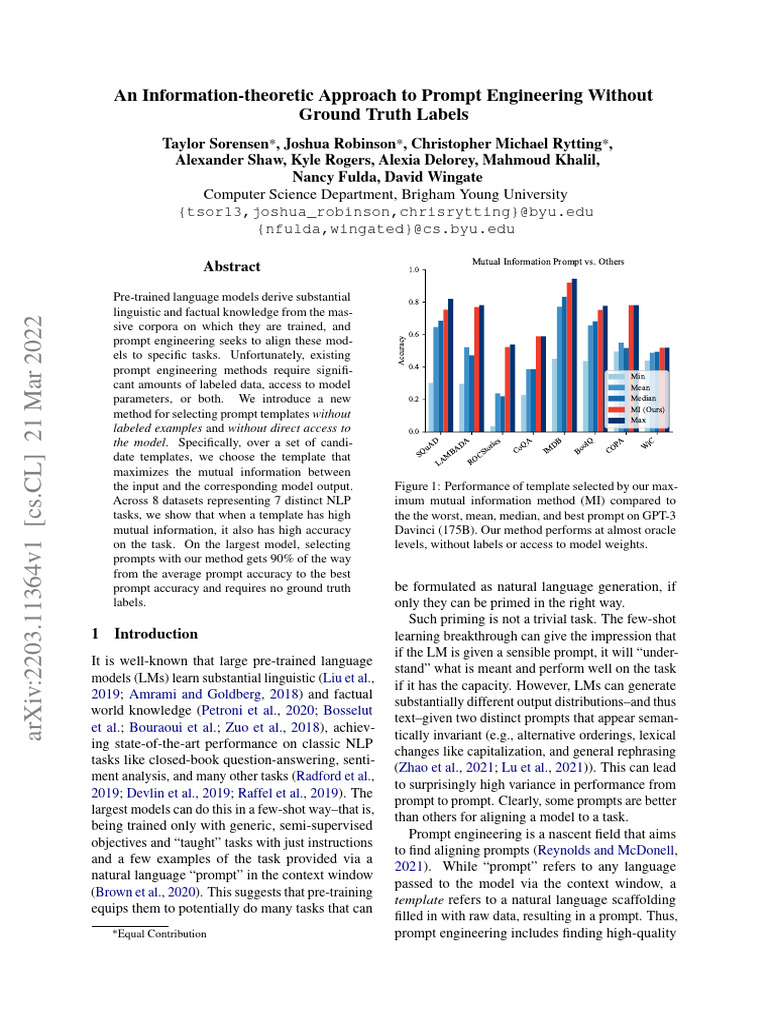 An Information Theoretic Approach To Prompt Engineering Without Pdf Statistics Applied
