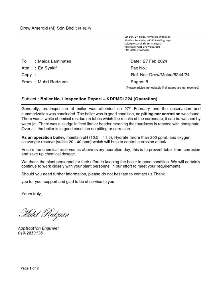 Maica B1 Inspection Report KDPMD 1224 Feb24 | PDF | Physical Sciences ...