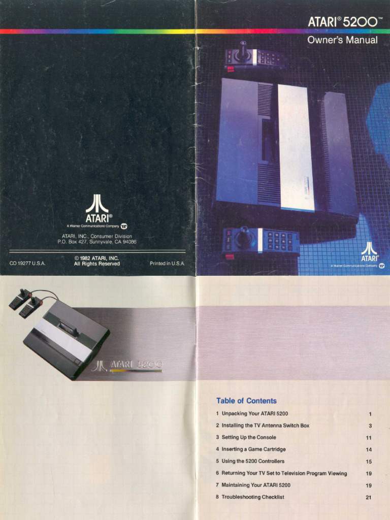 Atari 5200 Manual | PDF