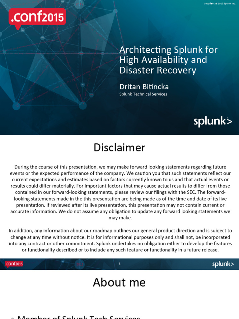 Architecting Splunk For High Availability and Disaster Recovery | PDF | Computing | Information ...