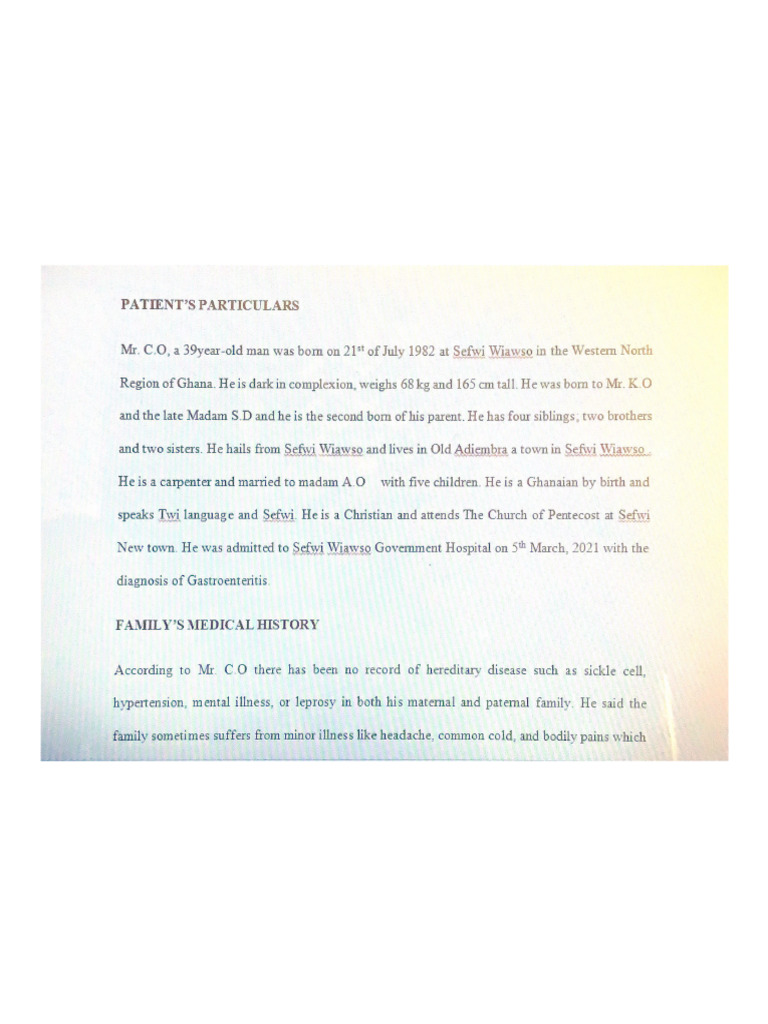 Patient's Particulars | PDF