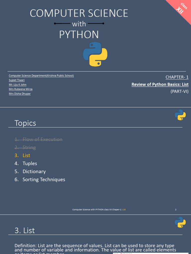 Computer Science Xii Ch1 List Pdf Database Index Python Programming Language