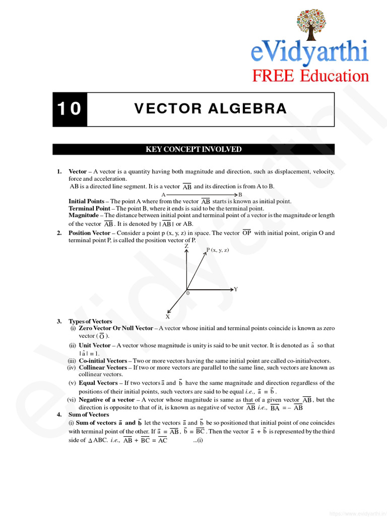 Class 12 Chapter 10 Maths Important Formulas | PDF | Euclidean Vector | Mathematical Physics