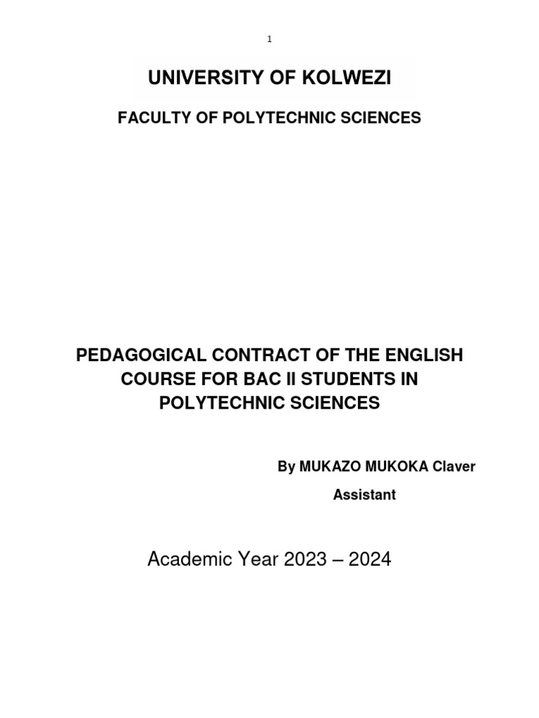 Contrat Anglais Bac2 Polytech | PDF | Cognitive Science | Cognition