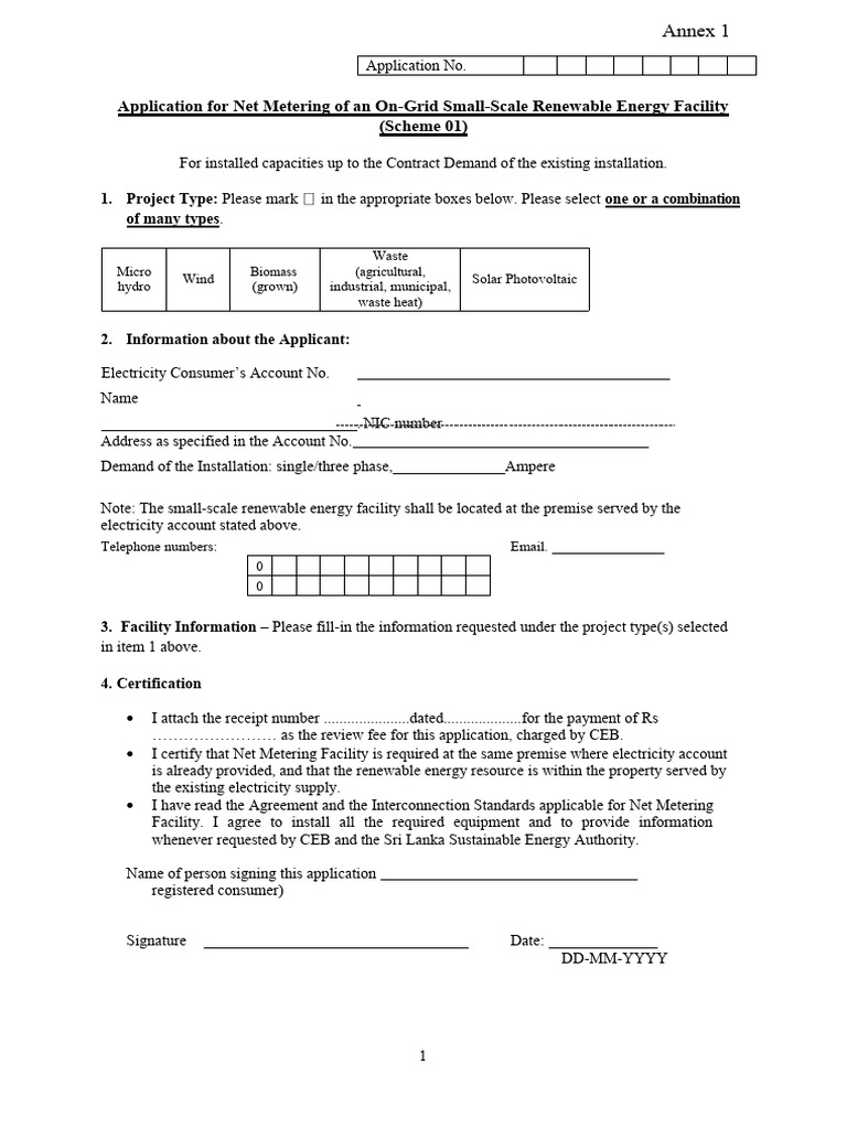 Annex 1 (Net Metering) | PDF | Renewable Energy | Renewable Resources