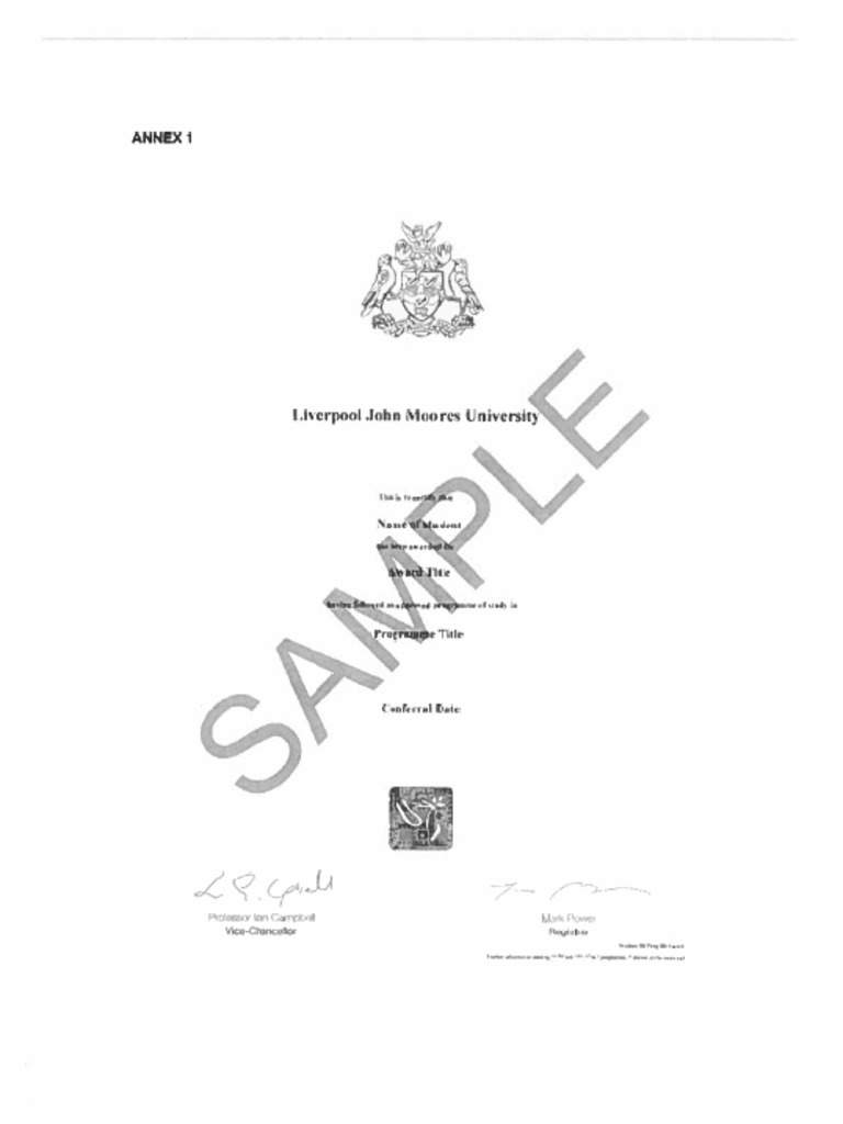 LJMU Certificate & Transcript Sample | PDF