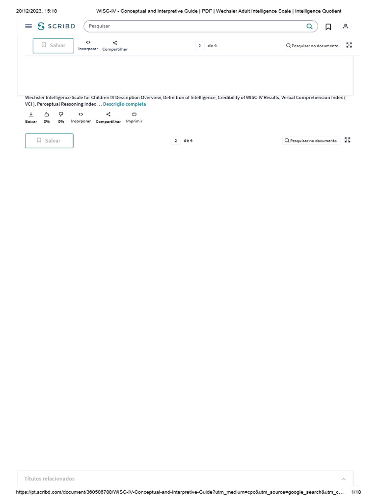 WISC-IV Guide: Understanding Child IQ | PDF | Wechsler Adult ...