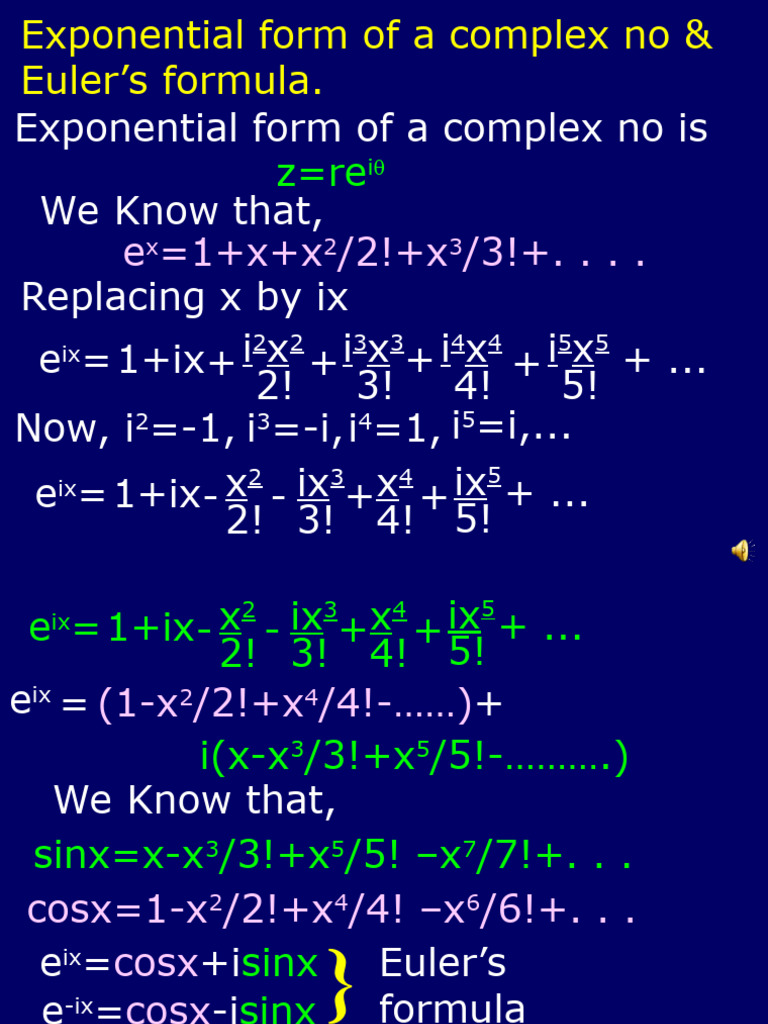 Euler's Formula and Complex Numbers | PDF | Exponential Function ...