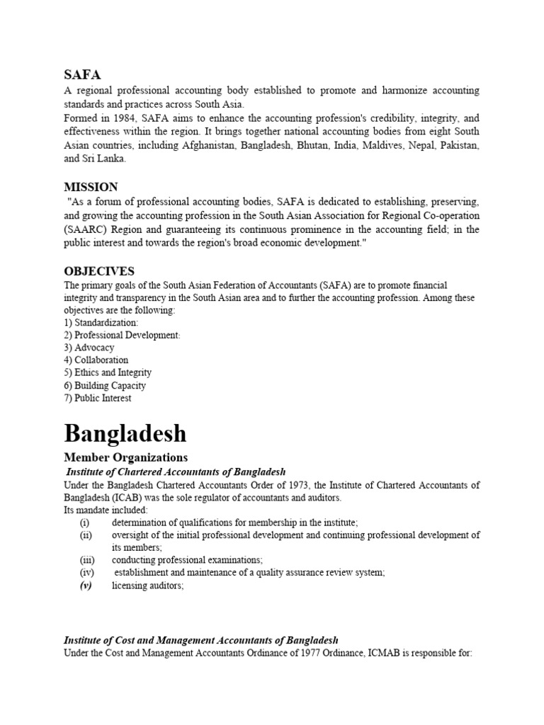 SAFA & Bangladesh-1 | PDF | Accounting | Accountant