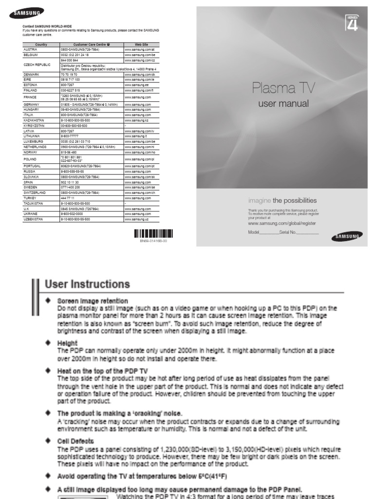 Manuel TV Plasma Samsung | PDF | Hdmi | Menu (Computing)
