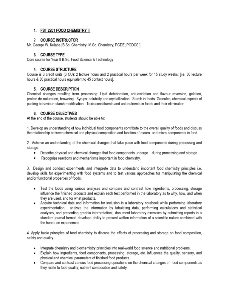 FST 2201 Food Chemistry Ii | PDF | Starch | Chemistry