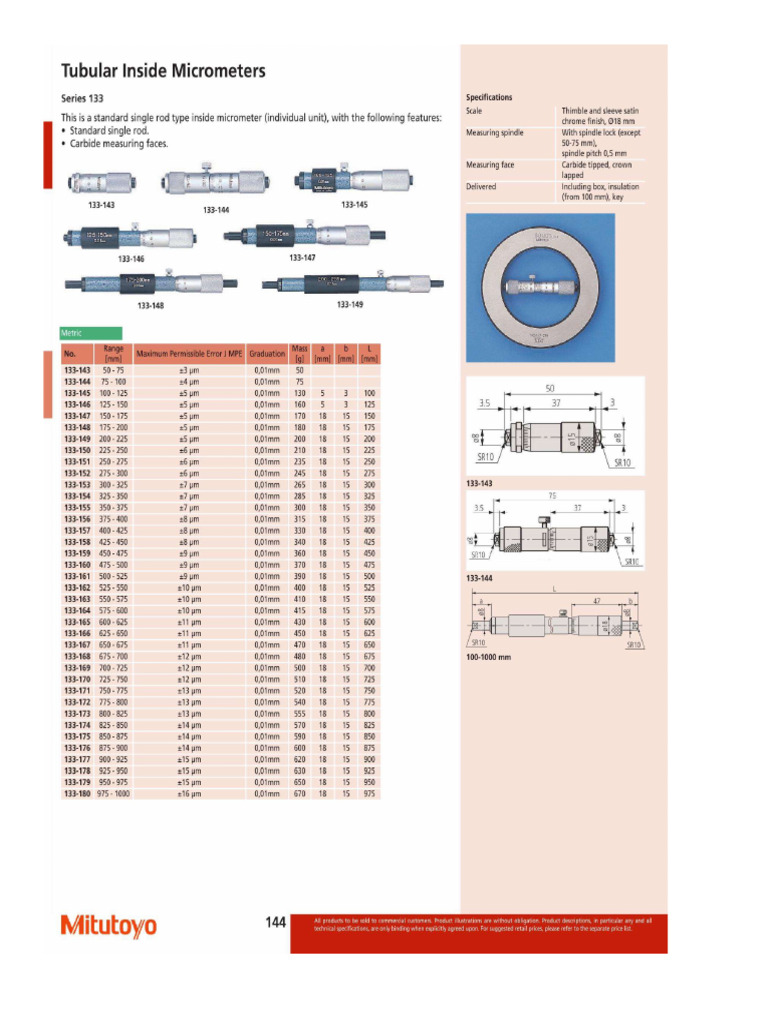 Tubular Inside Micrometers | PDF