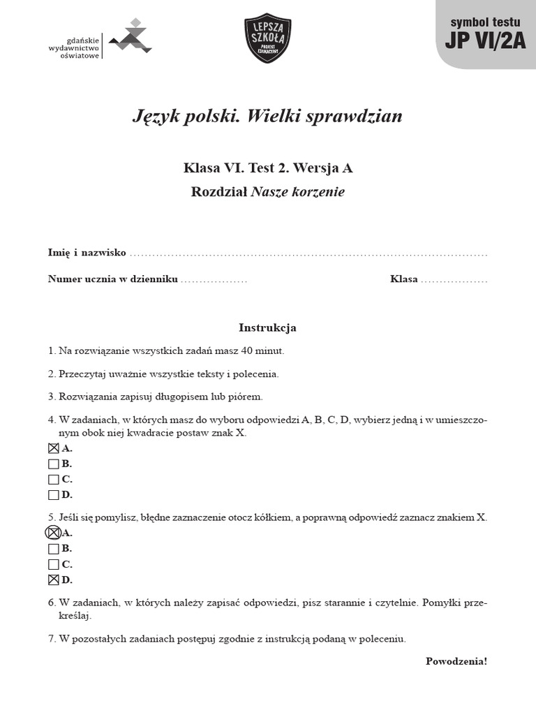 Test II - Nasze Korzenie | PDF Test II - Nasze Korzenie | PDF