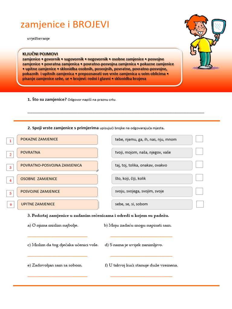 ZAMJENICE I BROJEVI - Uvjezbavanje | PDF