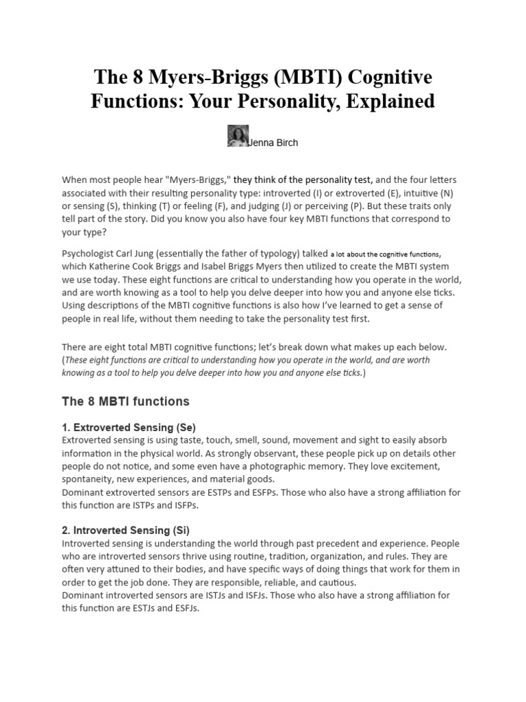 MBTI | PDF | Cognitive Science | Neuroscience