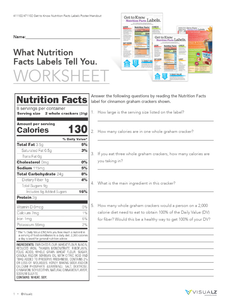 Nutrition Label Worksheet | PDF