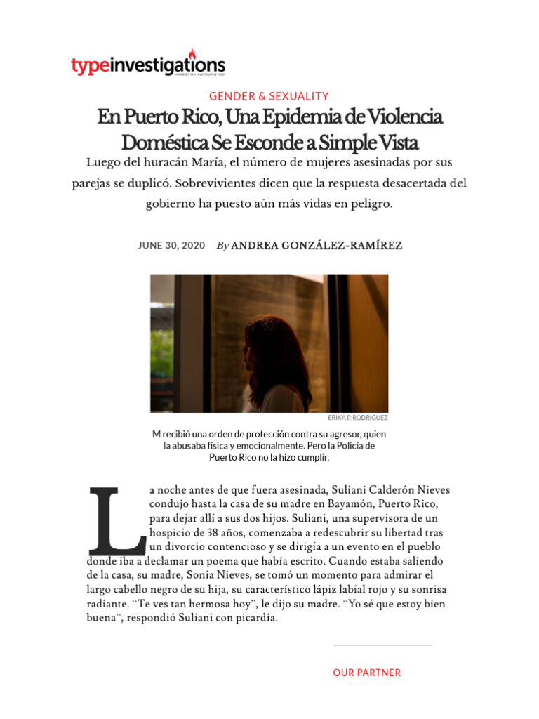 En Puerto Rico, Una Epidemia de Violencia Doméstica Se Esconde A Simple ...