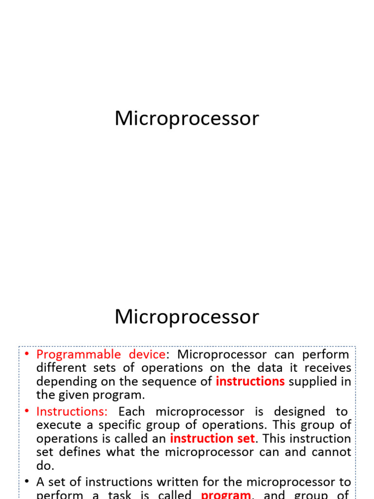 Microprocessor Lecture 1 | PDF | Central Processing Unit | Computer Data Storage
