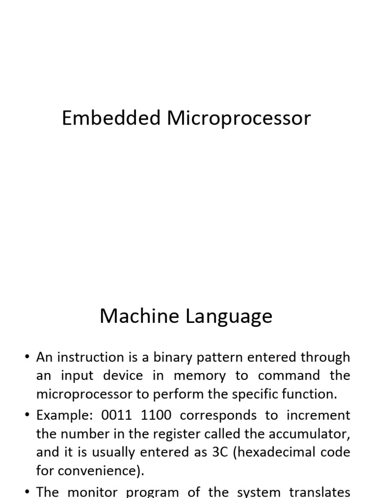 Embedded Microprocessor Lecture 2 Pdf Assembly Language Central Processing Unit