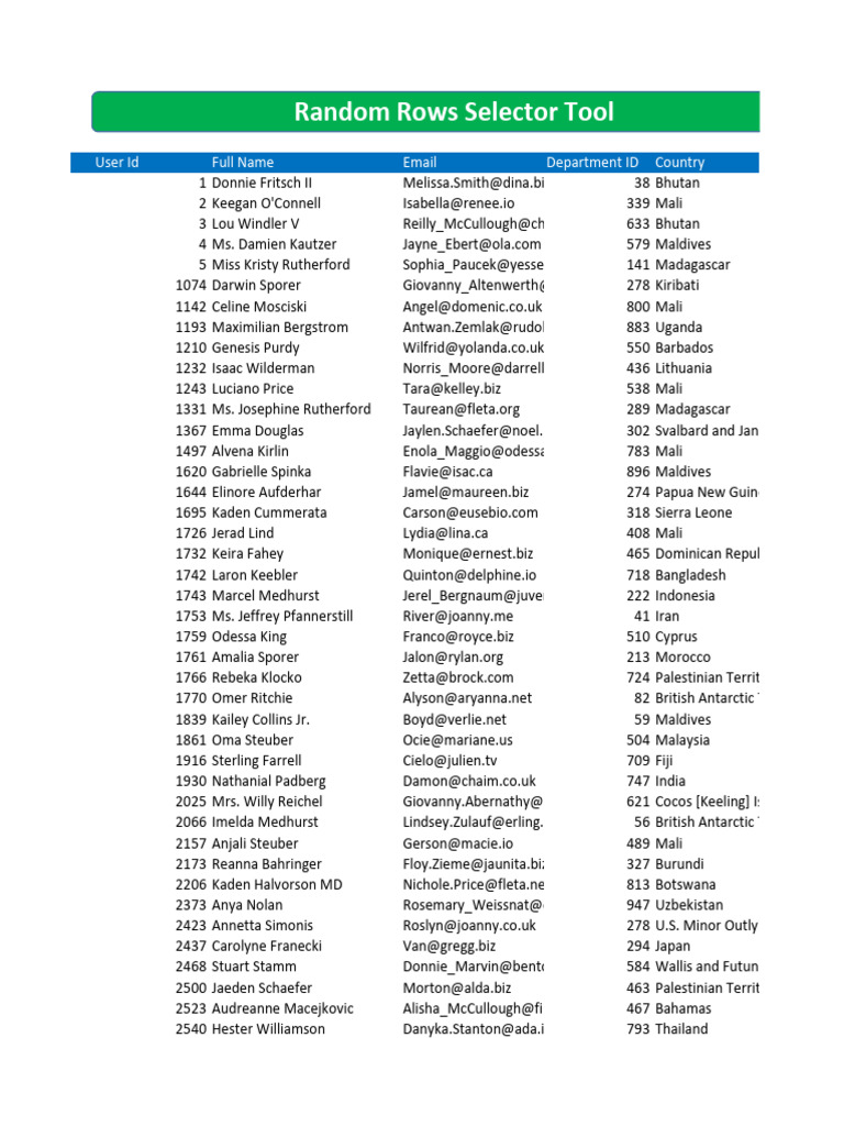 Random Rows Selector Tool v1.0 | PDF