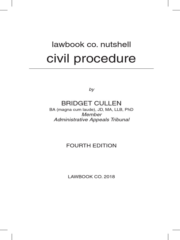 (Lawbook Co. Nutshell) Bridget Cullen - Civil procedure-LexisNexis Butterworths (2018) | PDF ...