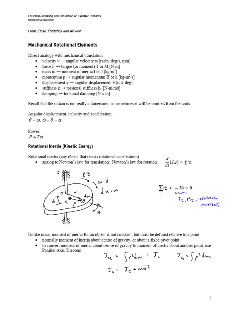 Mechanical Rotation in Dynamic Systems | PDF