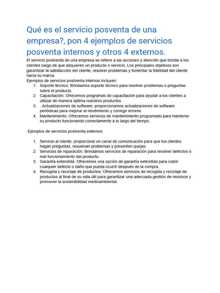 Servicios Posventa: Internos y Externos | PDF | Negocios