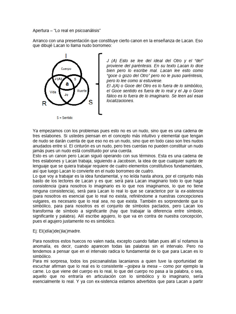 Eidelstein - Lo Real en Psicoanálisis | PDF | Jacques Lacan | Ligero