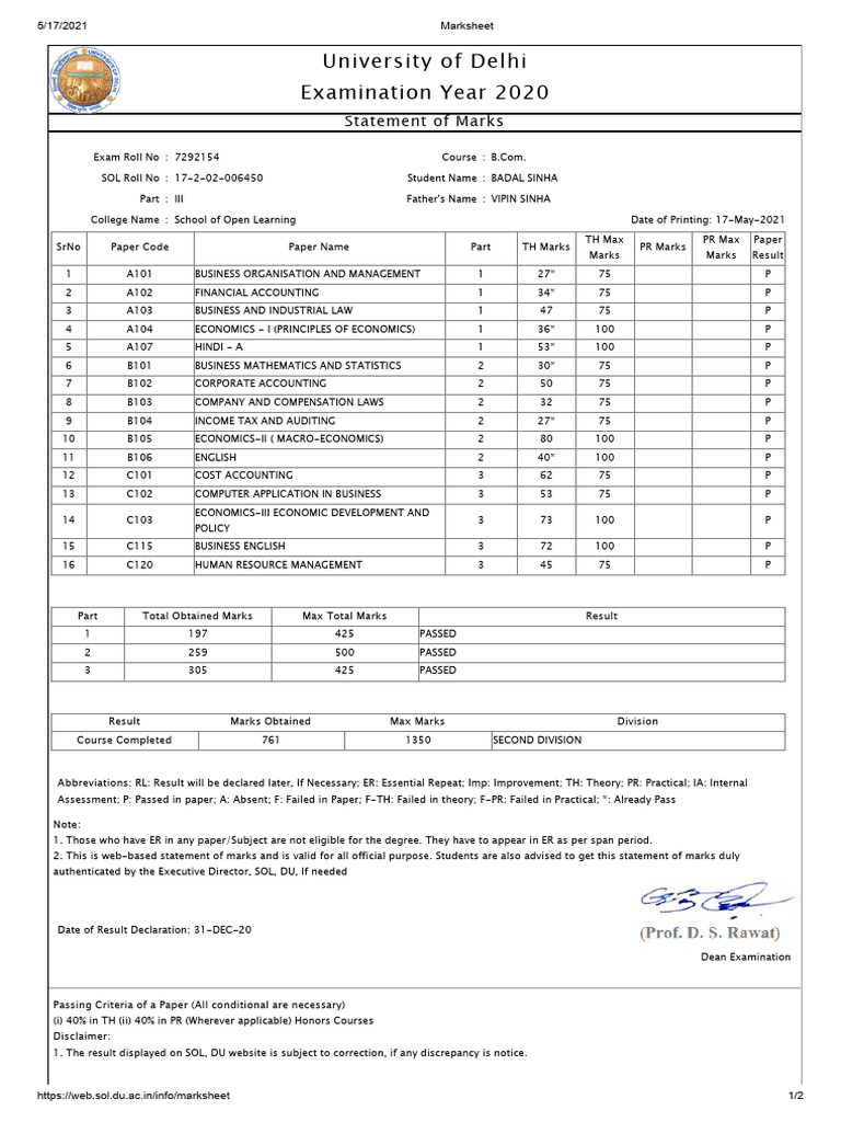 Bdal Result Final | PDF