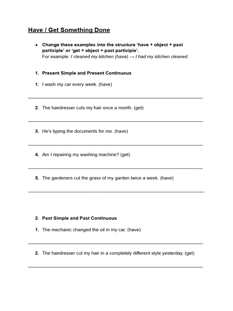 Have Something Done EXERCISES | PDF